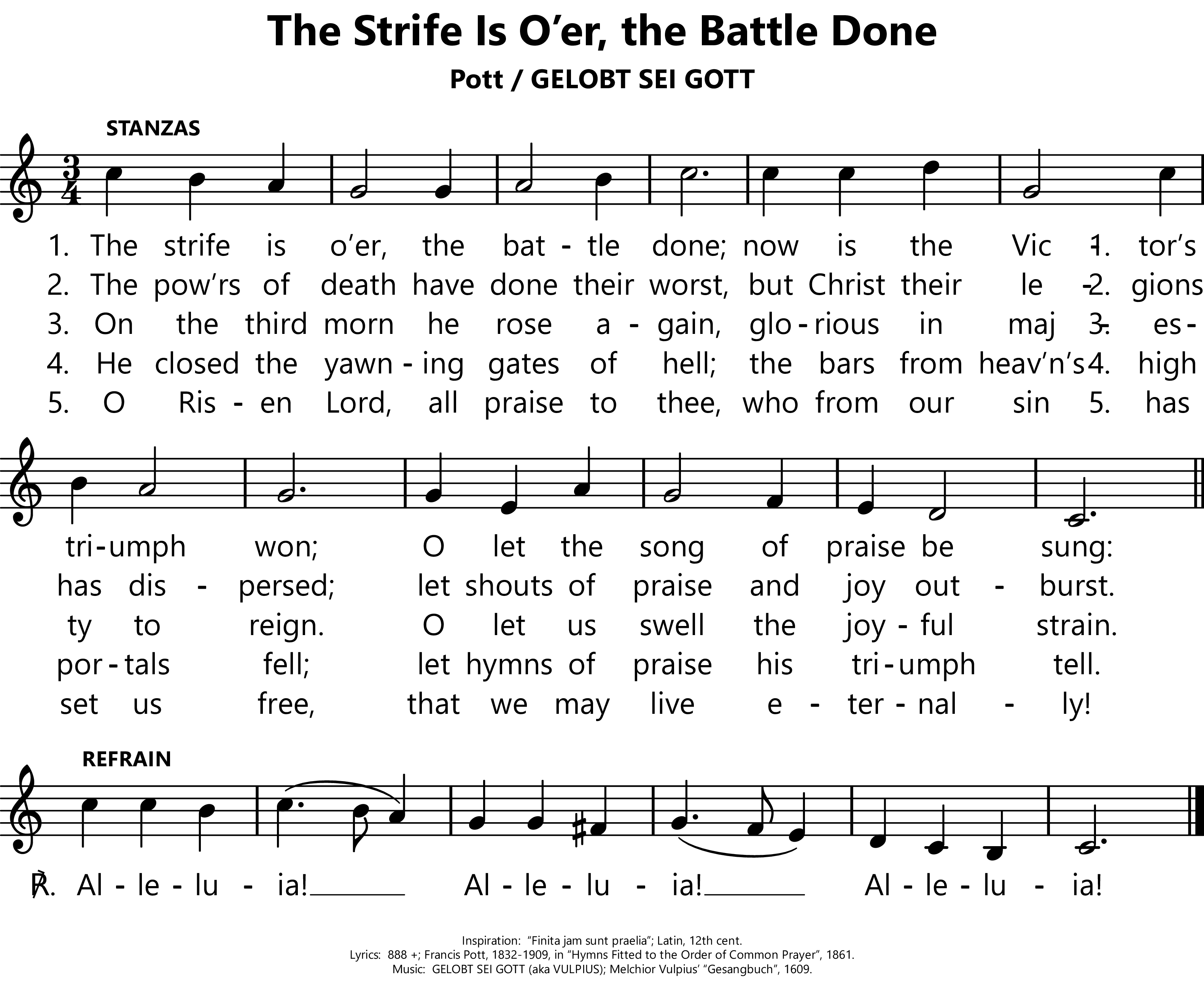 Finita jam sunt praelia: The Strife Is O’er, the Battle Done [Pott]